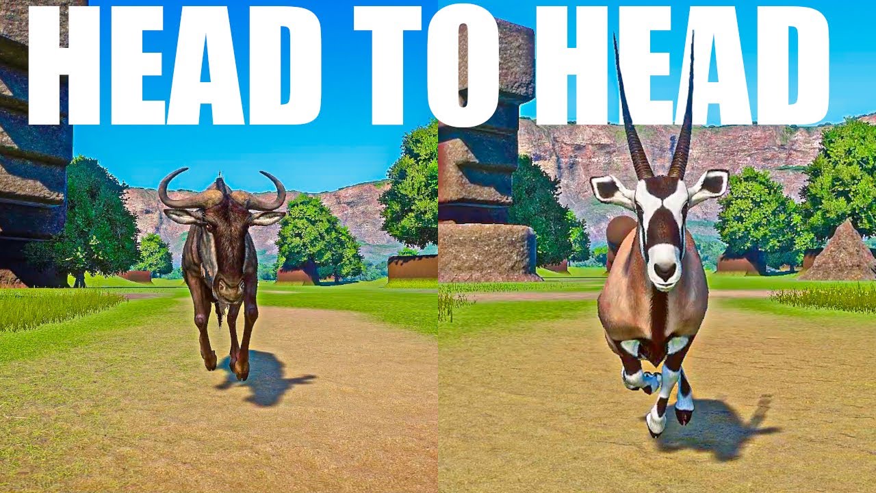Blue Wildebeest vs Gemsbok A Head to Head Speed Race in Planet Zoo ...
