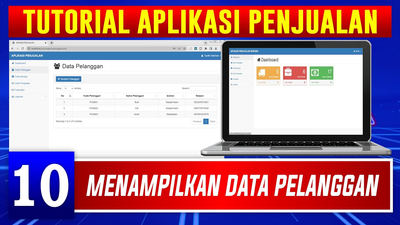 TUTORIAL APLIKASI PENJUALAN | 10. MENAMPILKAN DATA PELANGGAN - YouTube
