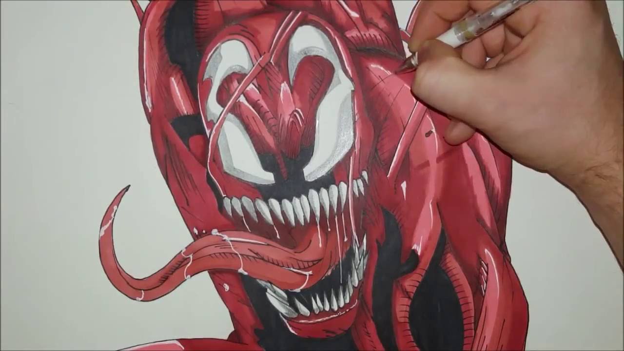 How To Draw Carnage From Spiderman Step By Step - YouTube