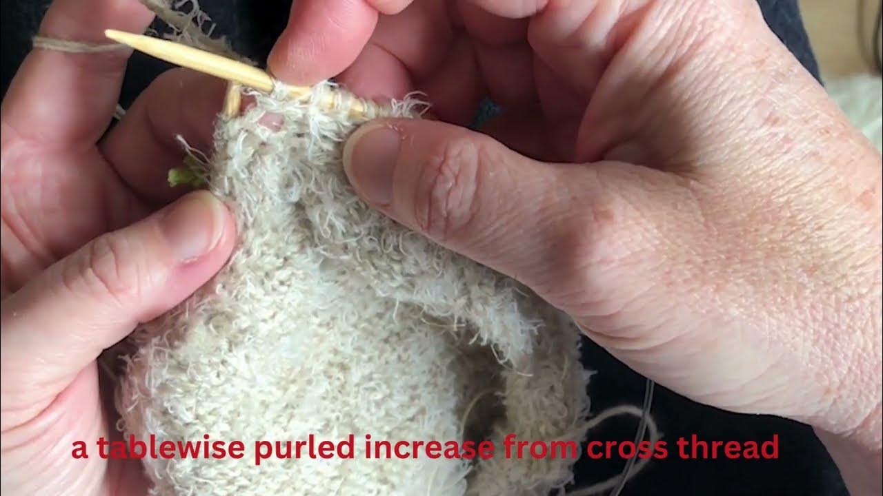 a tablewise purled increase from cross thread - technique 114 #increase #knittingtechniques ...