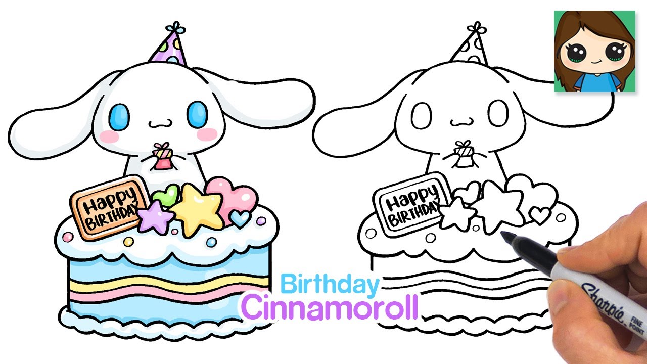How to Draw Cinnamoroll Birthday Cake 🎂 Sanrio - YouTube