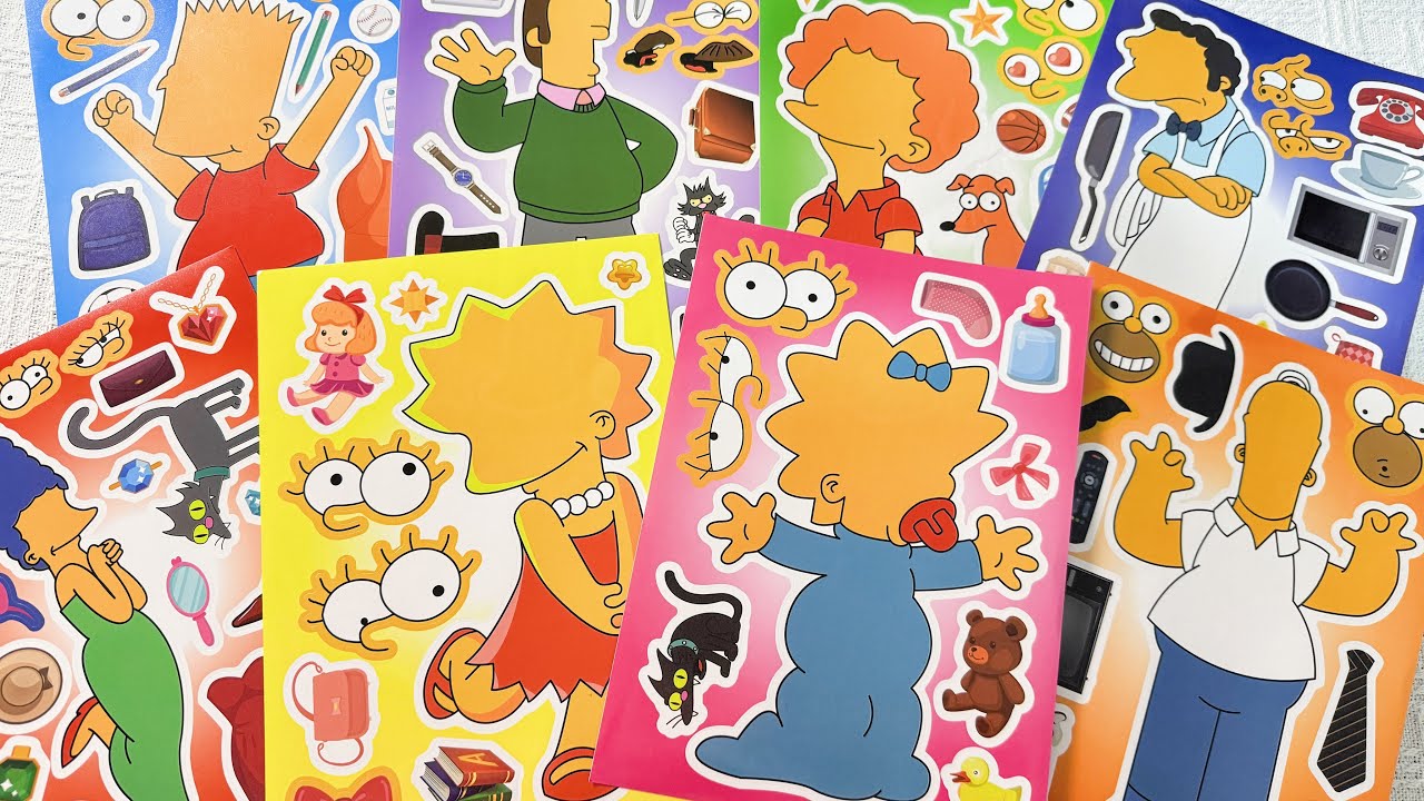 【asmr paper】Simpsons sticker DIY making decorative book - YouTube