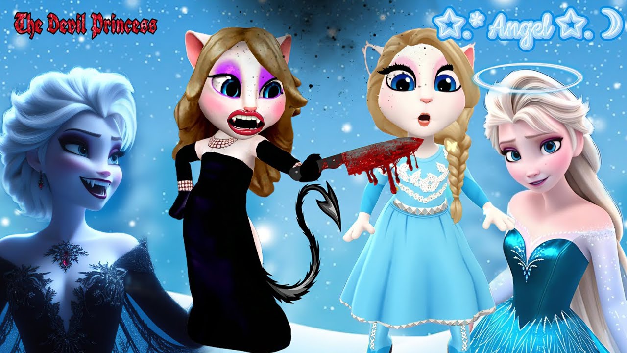 My Talking Angela 2|Angela Vs Frozen Elsa Angel 😇 Vs Devil 👿|New Update ...