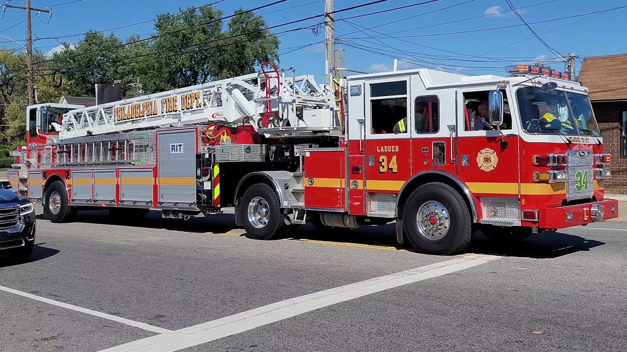 PFD Ladder 34 Responding (Peaked Q,Horn, Recalled) - YouTube