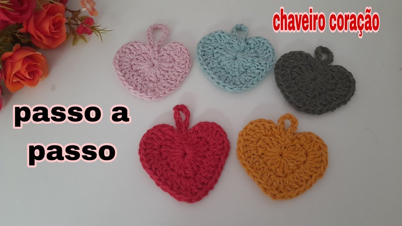 coração em crochê/chaveiro coração fácil e rápido Passo a Passo - YouTube