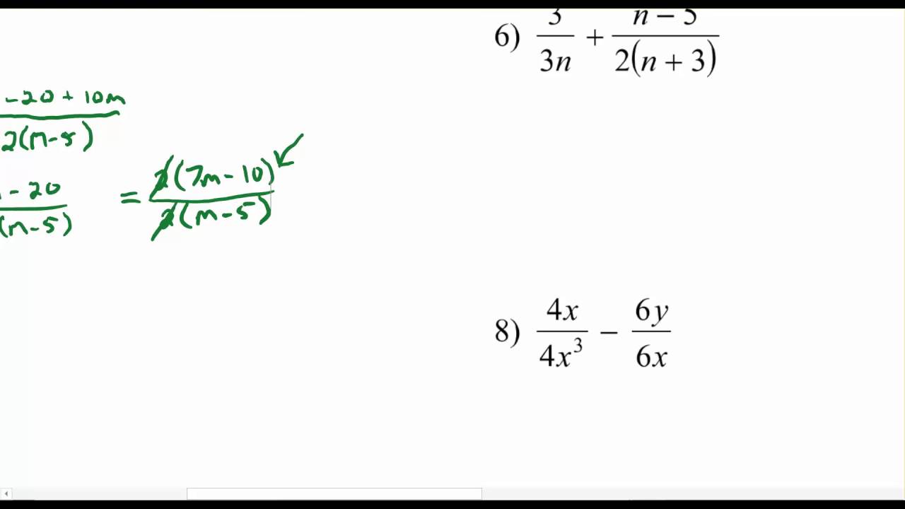 Add-Sub Rational Expressions Different Denominators - YouTube