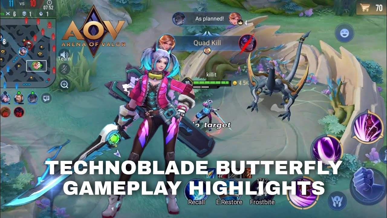 TECHNOBLADE BUTTERFLY | GAMEPLAY HIGHLIGHTS | ARENA OF VALOR - YouTube