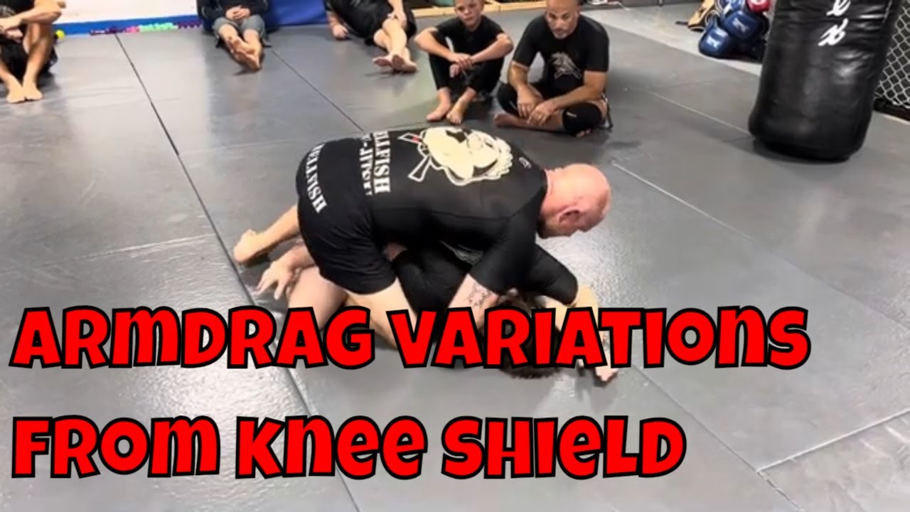 Armdrag variations from knee shield half guard - YouTube