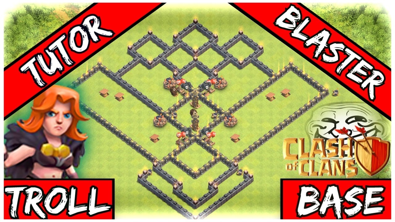 Clash Of Clans: TH9 Troll Base BOMB TOWER - Tutor Blaster + Replays ...
