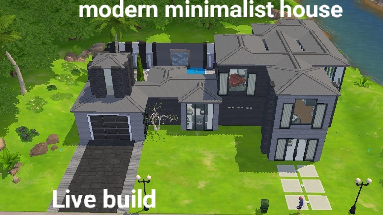 The Sims mobile / house build / modern minimalist house tour + speed ...
