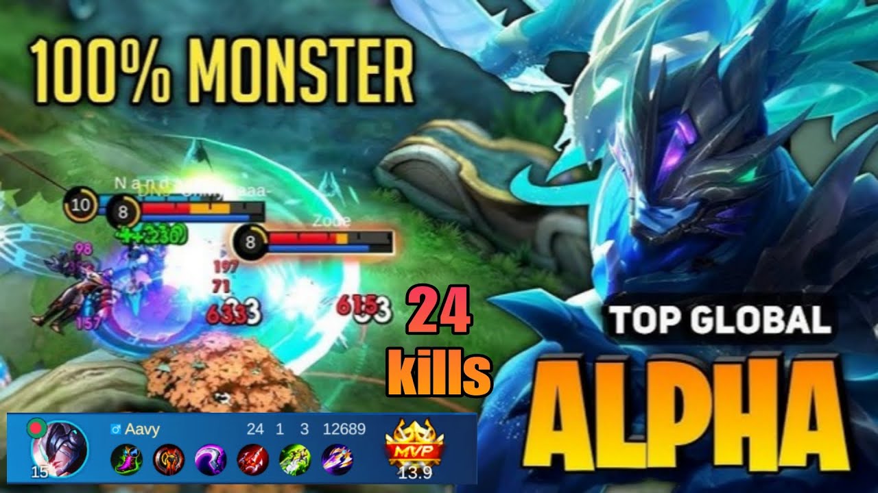 24 KILLS🔥!! TOP 1 GLOBAL ALPHA ONLY 1 HIT 🤯DMG BUILD 2025 ~ mlbb - YouTube