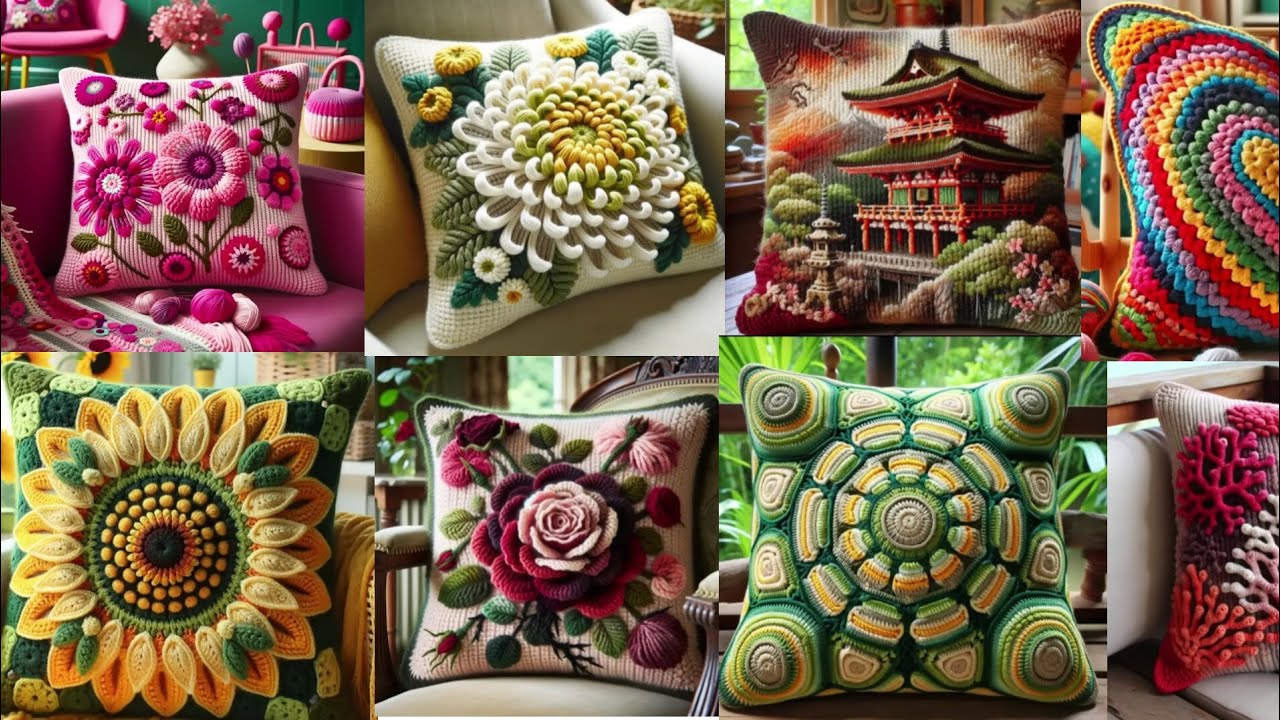 cushions design ideas with wool #latest crochet design ideas - YouTube