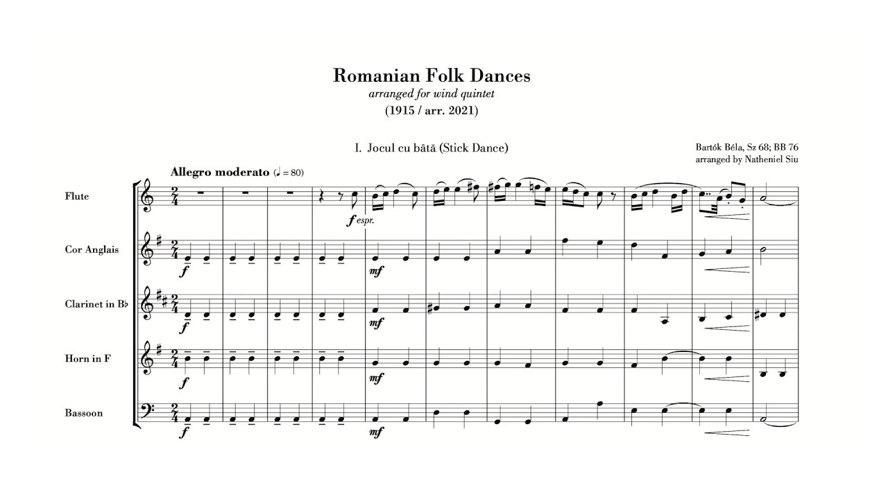 Bartók: Romanian Folk Dances (arr. wind quintet) - YouTube