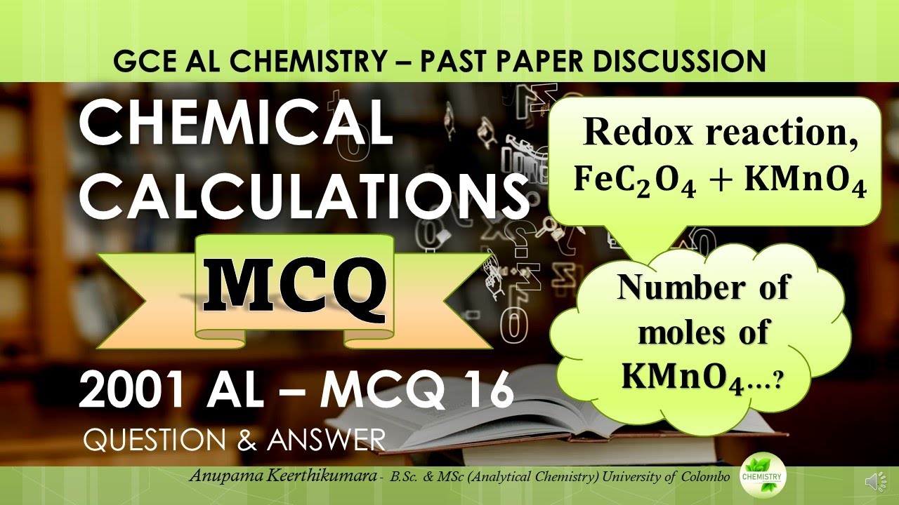 AL Chemistry Past Paper | 2001 MCQ 16 | Chemical Calculations | English ...