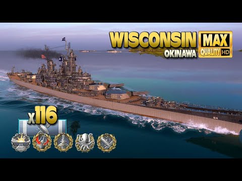 savaş gemisi Wisconsin: Kasırga haritada Okinawa - World of Warships