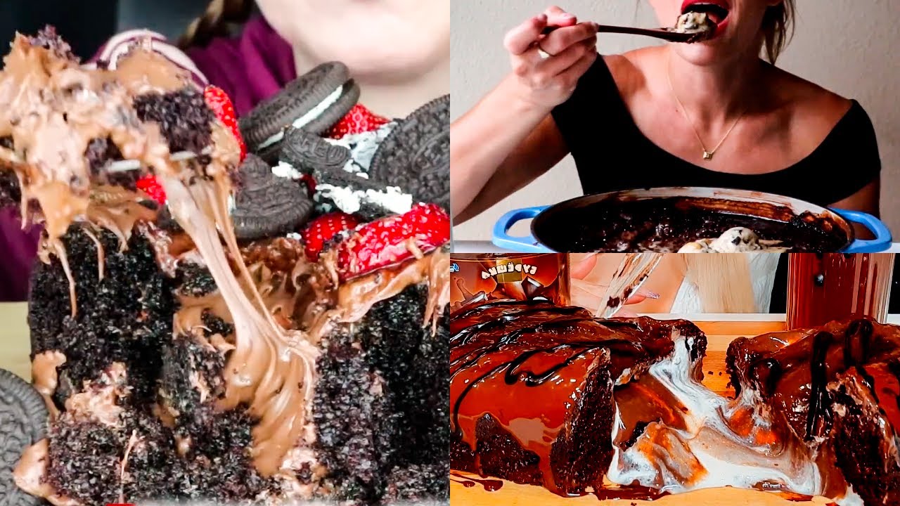 ASMR CHOCOLATE LAVA CAKE *Dessert party* (eating sound) | SATISFYING ...