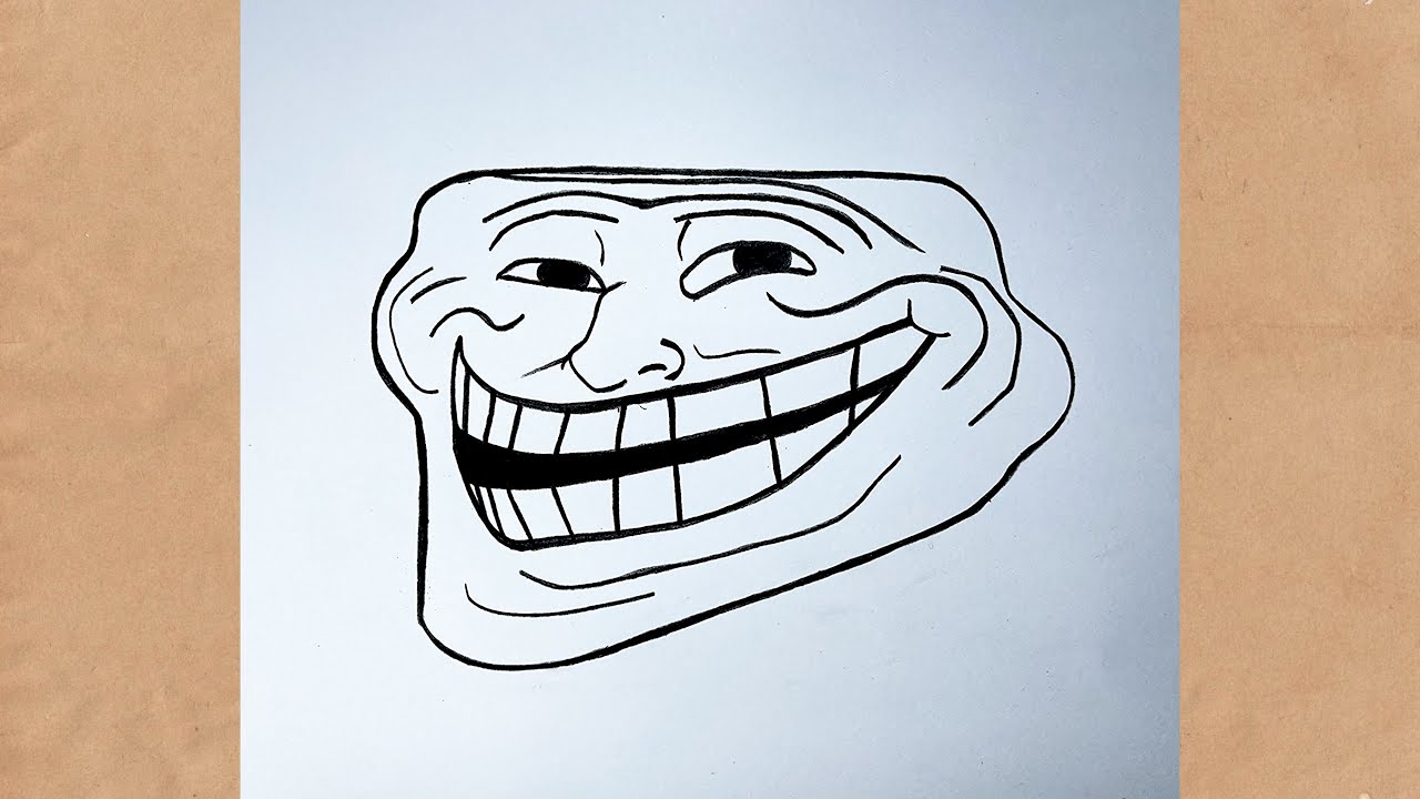 How to Draw a Troll Face Step by Step | Easy Troll Face Drawing - YouTube