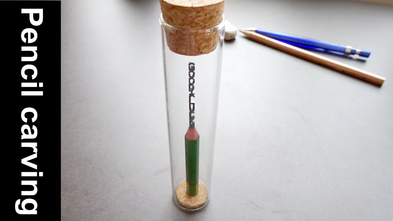 Pencil carving GOOD☆LUCK（鉛筆彫刻でグッドラック） - YouTube