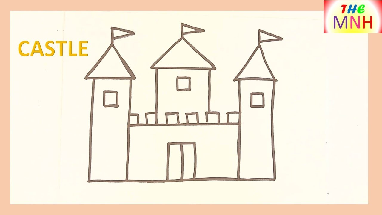 How To Draw a Castle - VERY EASY For Kids - YouTube
