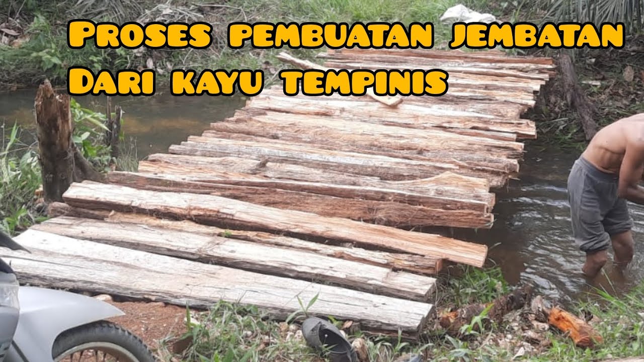Pembuatan Jembatan di Kebun Sawit, Menggunakan Kayu Tempinis - YouTube
