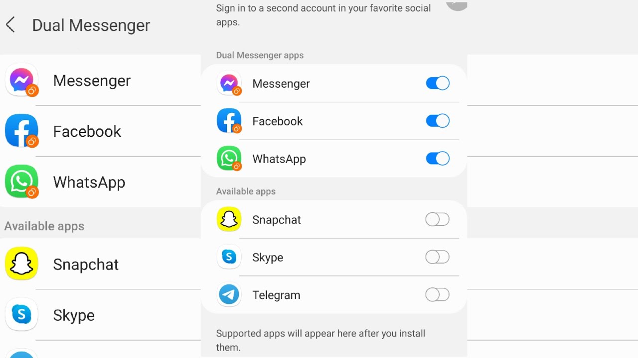How to enable dual messenger app in samsung galaxy phone - YouTube