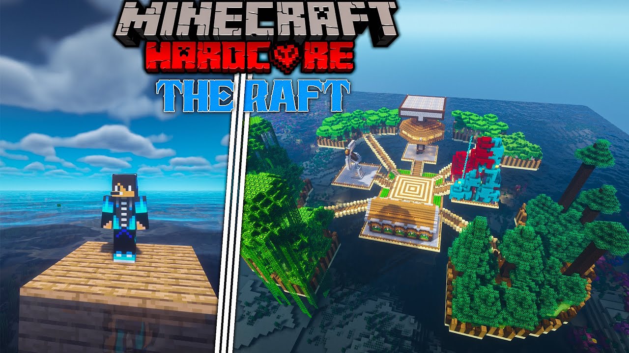 I Survived 100 Days On a RAFT in Minecraft Hardcore... - YouTube