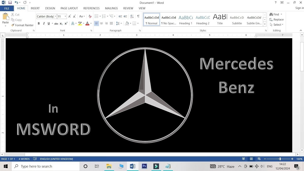 How to draw a Mercedes Benz Logo in MS Word ll Creat Mercedes Benz Logo ...