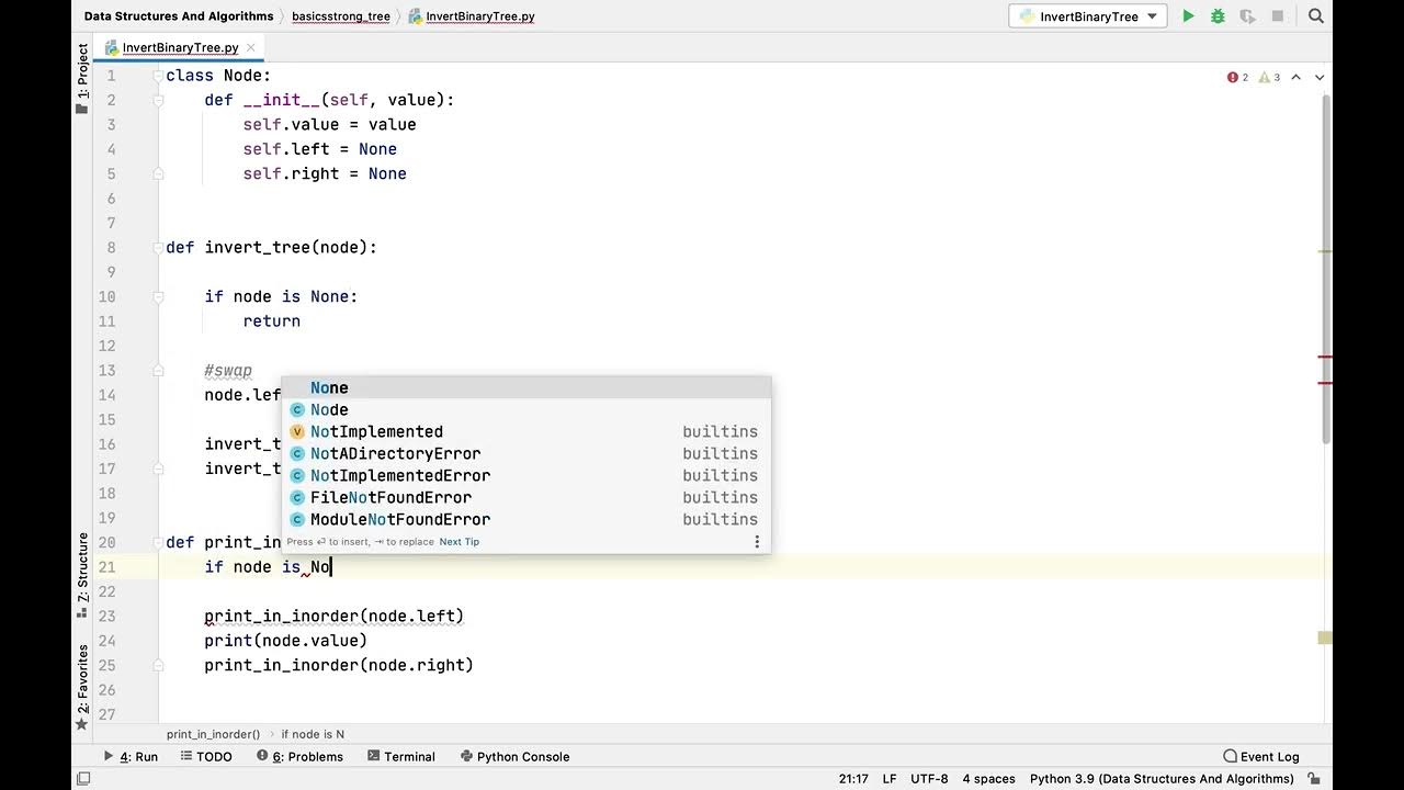 InvertBinaryTree Code : Python - YouTube