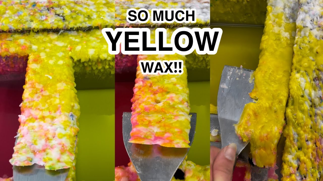 satisfying yellow wax scrapes | scrapey scrapey - YouTube