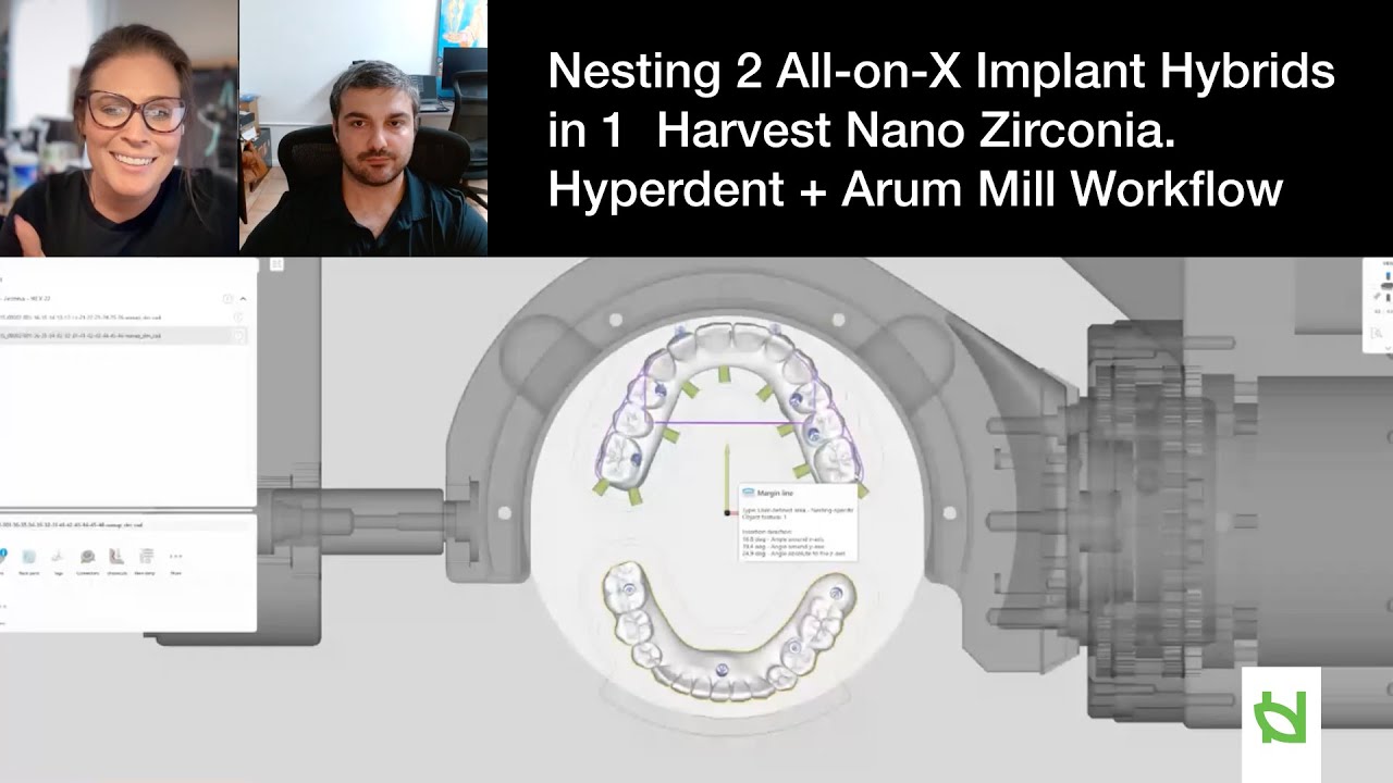 Nesting 2 All-on-X Implant Hybrids in 1 Harvest Nano Zirconia | Hyperdent + Arum Mill Workflow ...