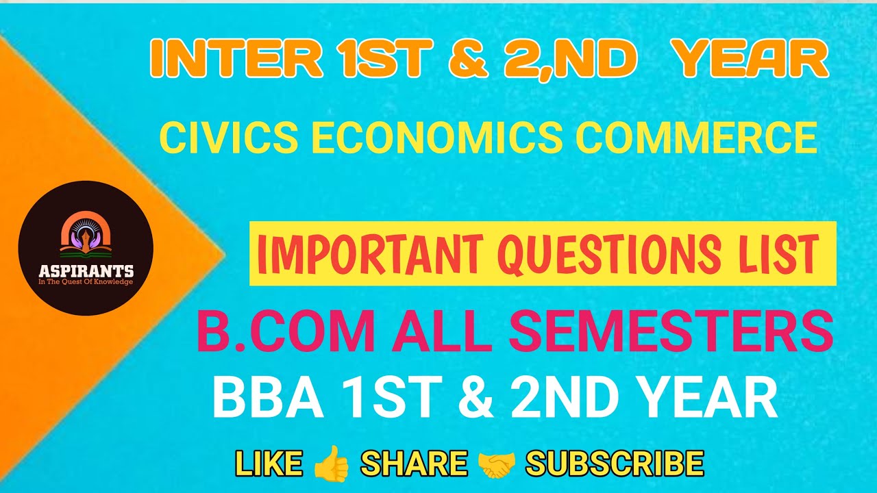 INTER 1ST & 2ND YEAR CEC IMP QUESTIONS LIST | B.COM ALL SEMESTERS IMP ...