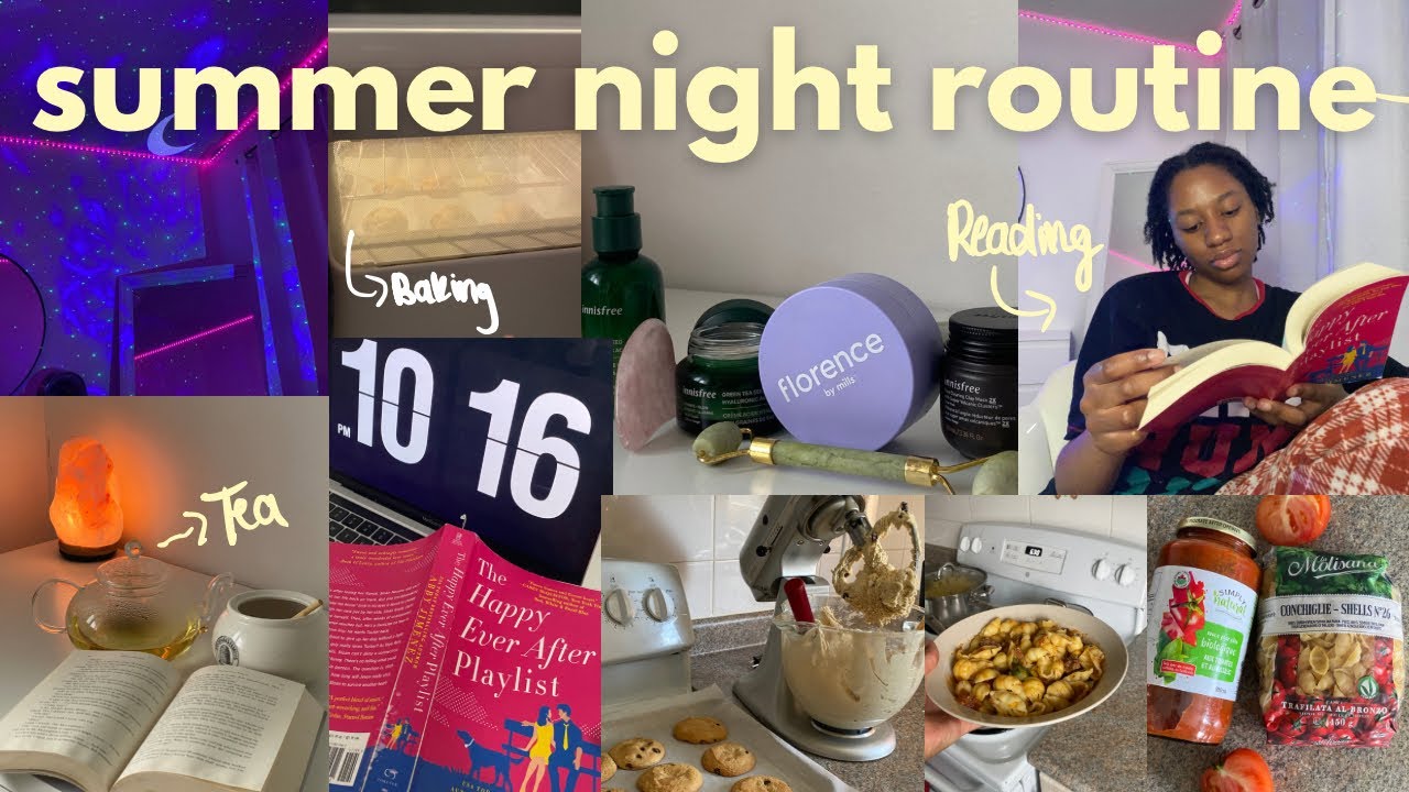 SUMMER NIGHT ROUTINE ˶ˆ꒳ˆ˵ | RELAXING, SKINCARE BAKING & MORE! - YouTube