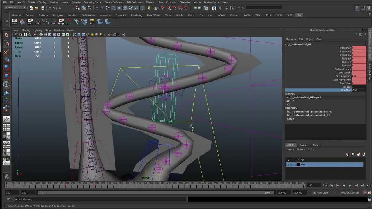 63 - Antenna stretch blendShape with a curve info node (Cartoon character rigging series) - YouTube
