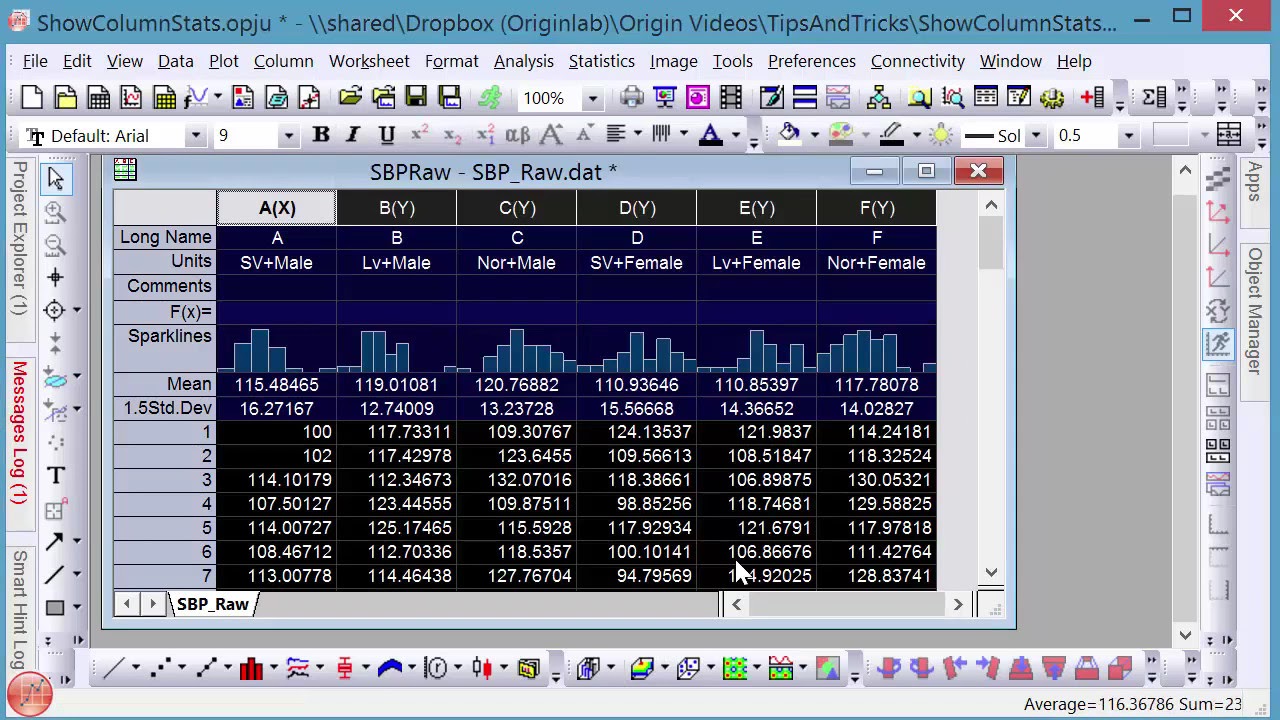 Show Statistics Info of Column in Worksheet - YouTube
