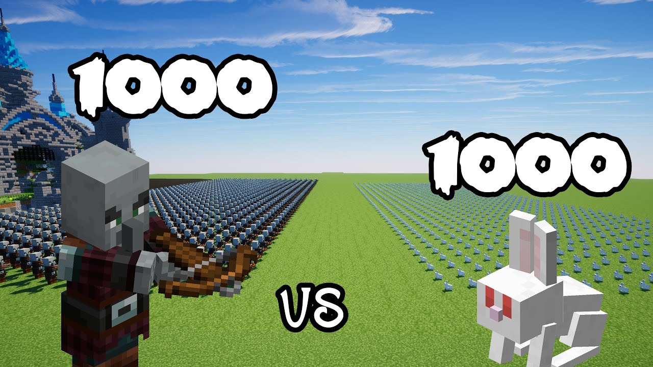 1000 Pillager Vs 1000 Killer Bunny | Minecraft - YouTube