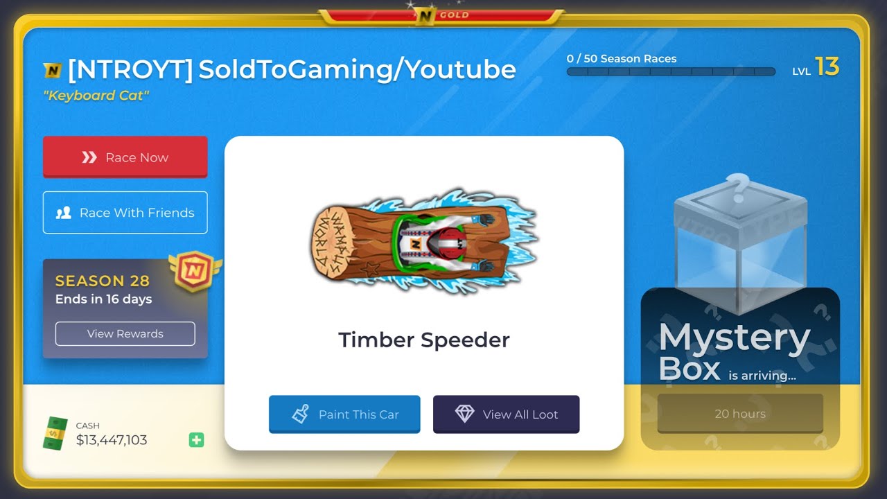 How To Get The Timber Speeder Car In Nitro Type! 500 Races! (Season 28 ...