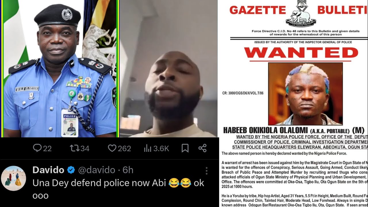 Davido Apologies To the Commissioner | Portable Declared Wanted By the ...
