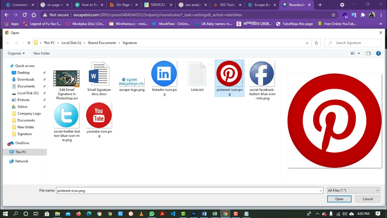 Add signature on roundcube woth social media icons and link - YouTube