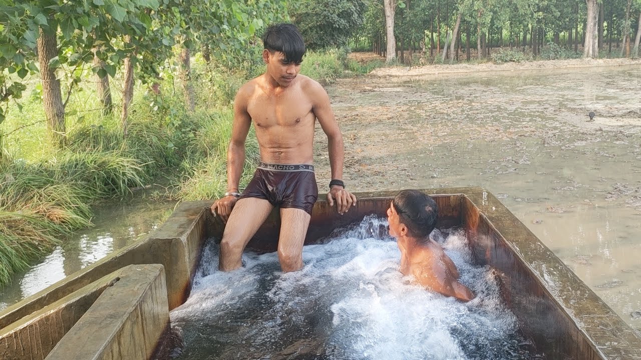 Swimming In Tubewell Water Pool In Village | village tubewell Swimming ...