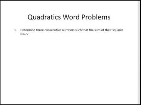 Quadratics Word Problem Solving for 3 consecutive numbers knowing the sum of their squares - YouTube