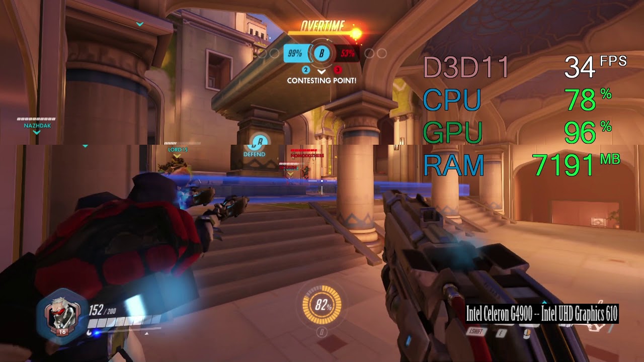Intel UHD Graphics 610 -- Intel Celeron G4900 -- Overwatch FPS Test ...