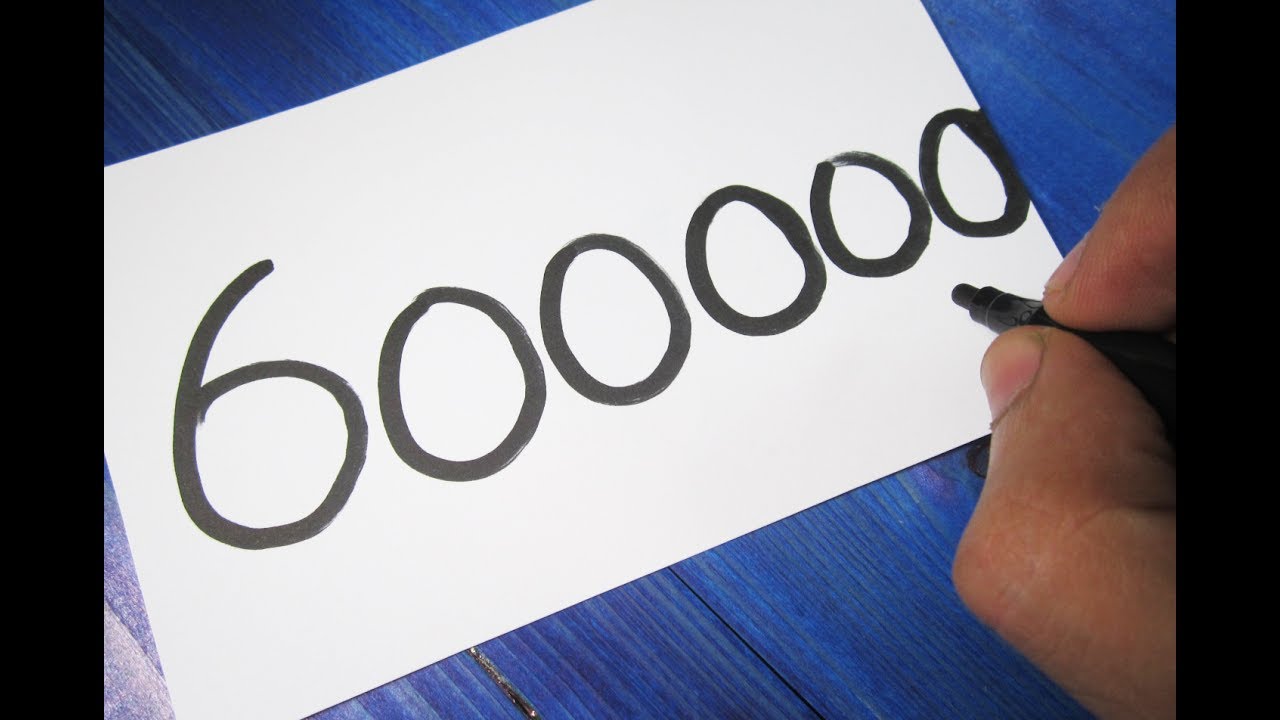 How to turn Number 600000 into a Cartoon CATERPILLAR ! Learn drawing ...