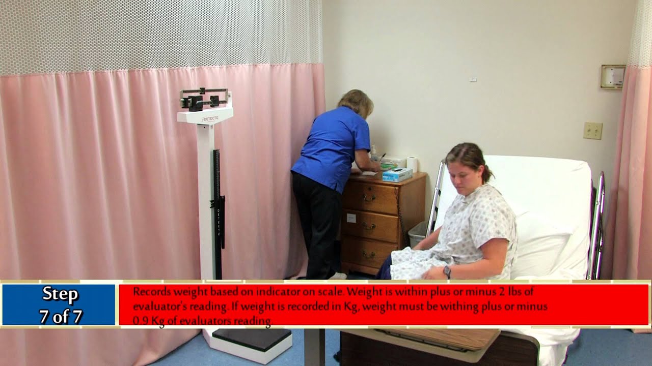 13 Measures and records weight of ambulatory client - YouTube