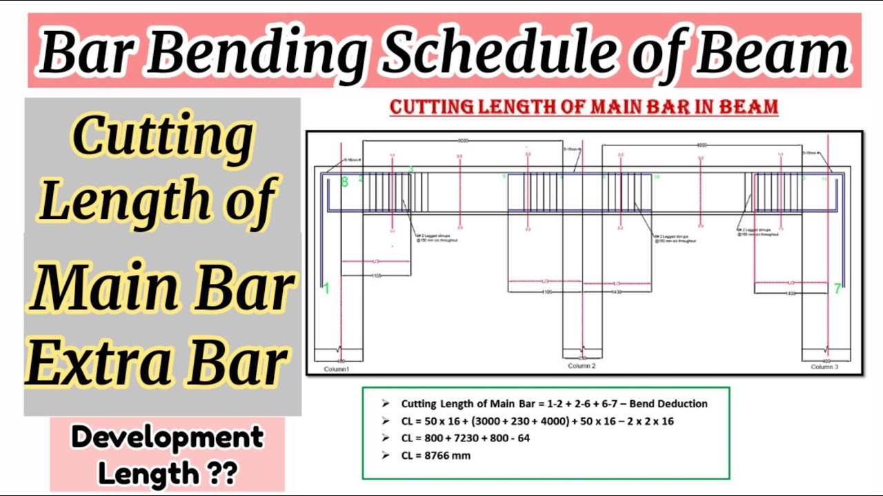 3) Bar Bending Schedule of Beam. Cutting Length calculation. #bbs #beam ...