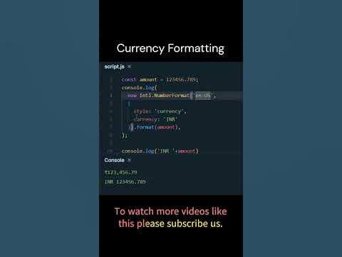 Interview Challenge # 73 || how to do Currency Formatting in JS #javascript #frontend #shorts ...