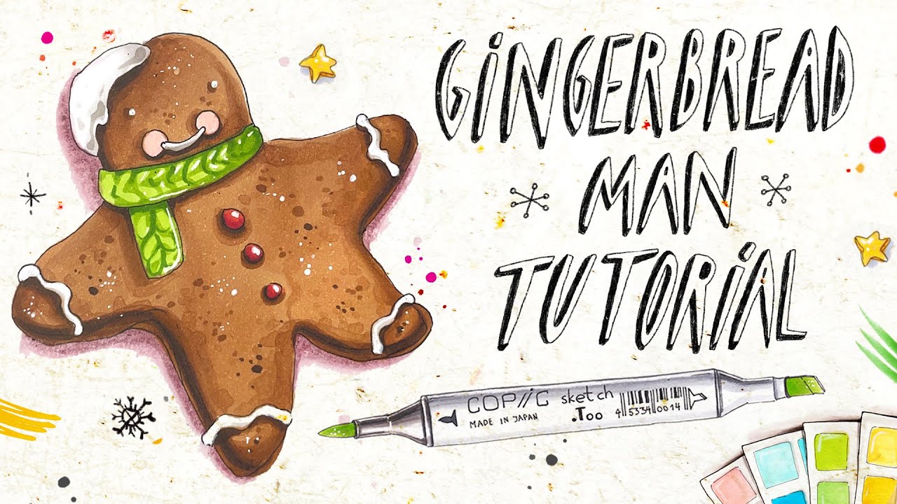 Cute Gingerbread Man Tutorial | Drawing with markers - YouTube