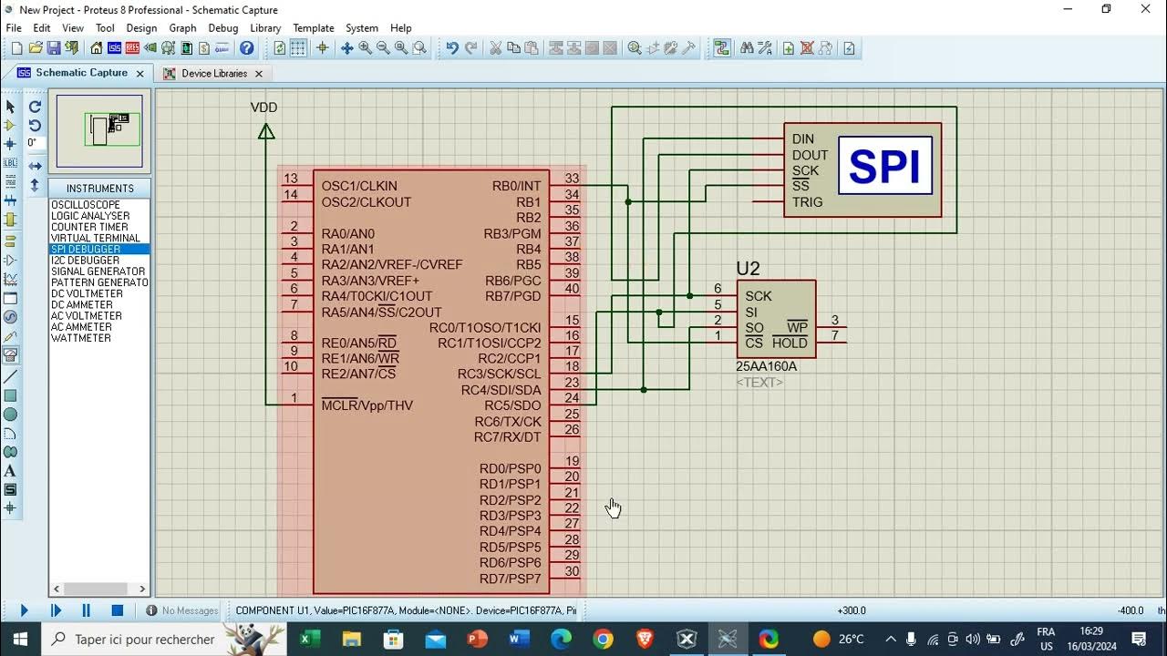 Interfacing 16 bits EEPROM with 8 bits PIC16F877A microcontroller through SPI communication ...