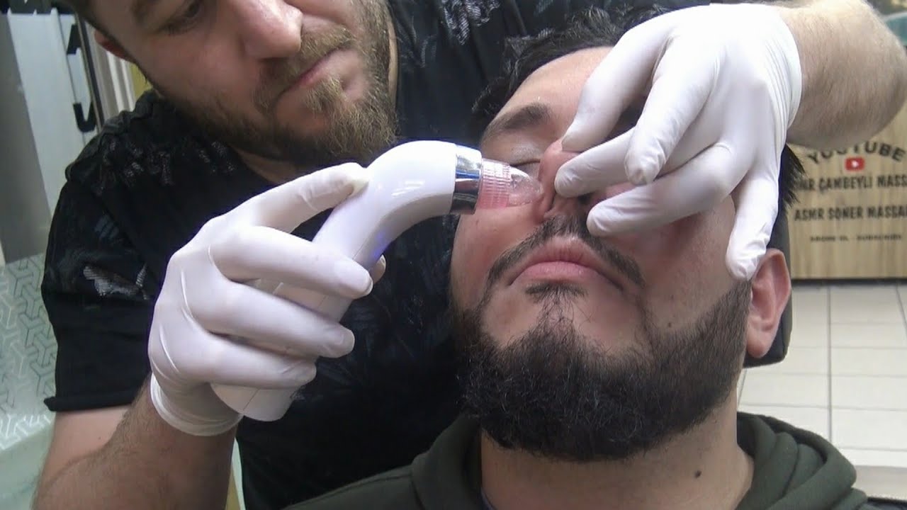 ASMR TURKISH BARBER=SKIN CARE=EAR BURN=hair care = hair straightener ...