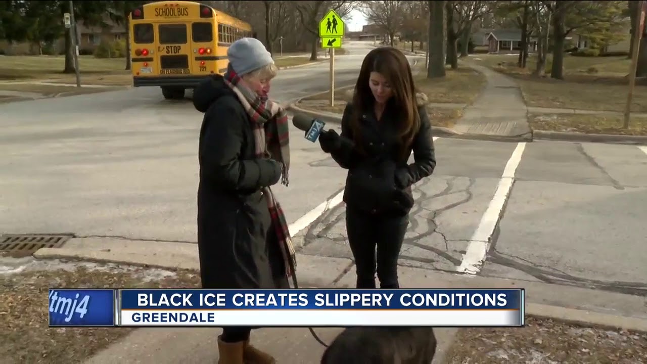 Black ice creates slippery conditions - YouTube