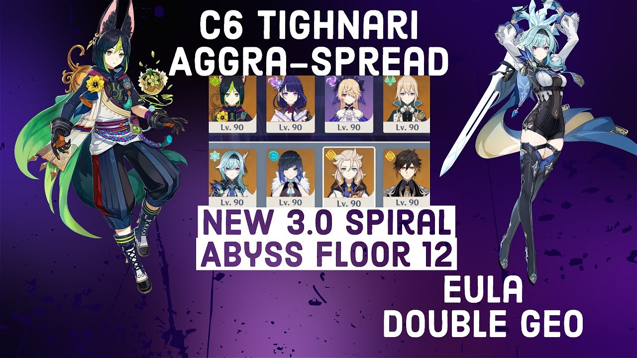Tighnari Aggra-Spread & Eula Double Geo - NEW Spiral Abyss Floor 12(9 ...
